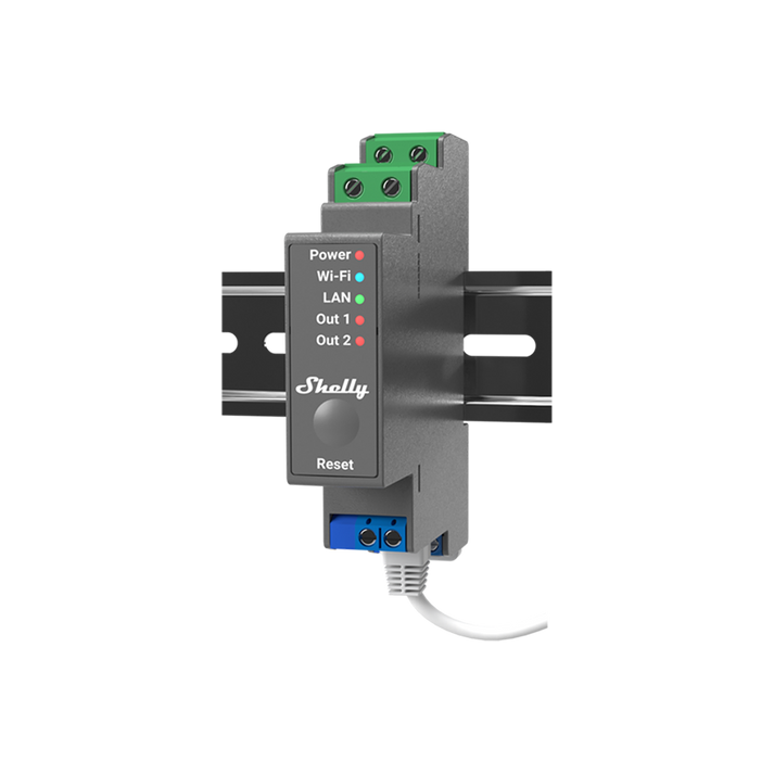 Shelly Pro 2 – DIN-Rail Dual-Channel Smart Relay (2×16 A/Dry Contacts ...