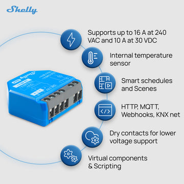 Shelly 1 Gen4 — 16A Dry-Contact Smart Switch (Wi-Fi, Matter, Zigbee ...
