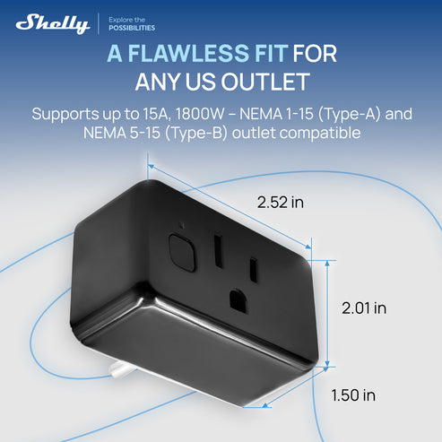 Shelly Plug US Gen4 – Smart Plug for Home Automation (1800W) - | Shelly USA