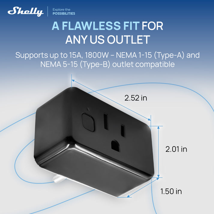Shelly Plug US Gen4 – Smart Plug for Home Automation (1800W) - | Shelly USA